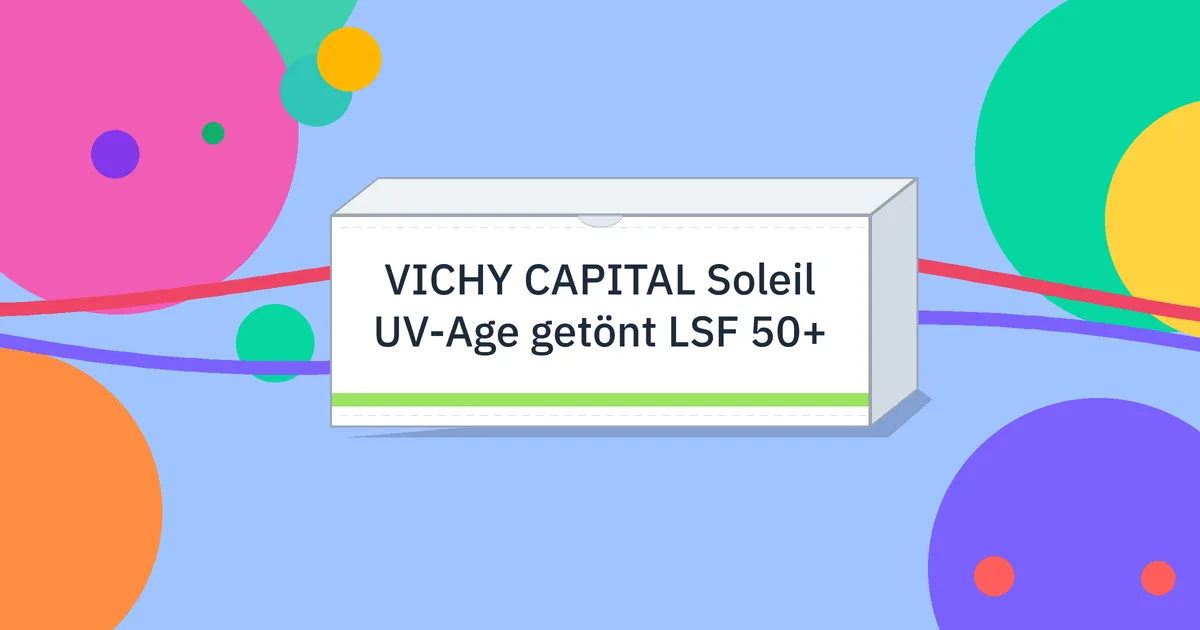 Symbolbild: Packung mit der Aufschrift VICHY CAPITAL Soleil UV-Age getönt LSF 50+ (PZN 17542478) – Verfügbarkeit und Bezug in Apotheken in Frankfurt am Main