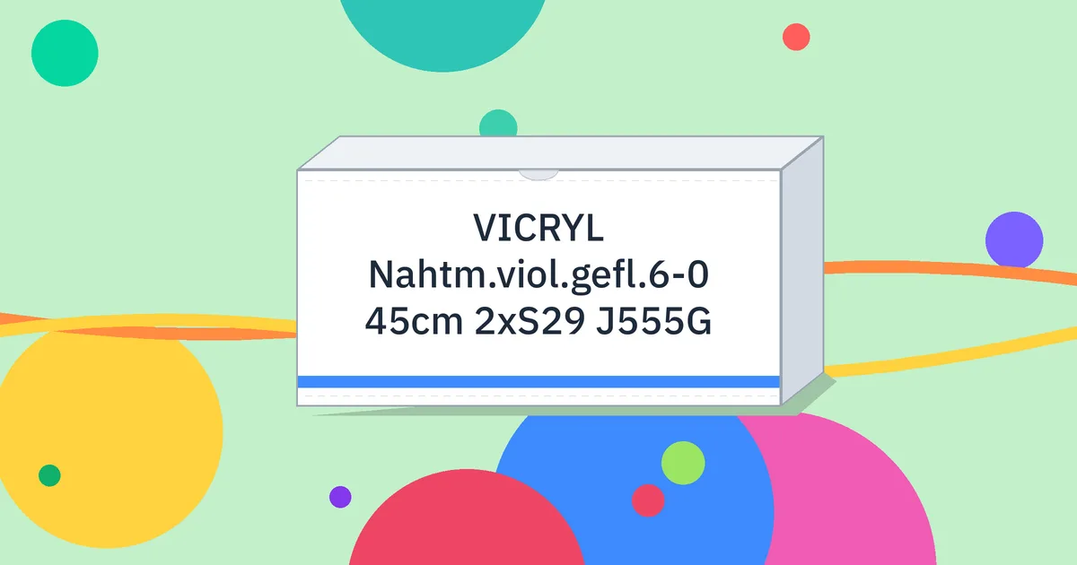 Symbolbild: Packung mit der Aufschrift VICRYL Nahtm.viol.gefl.6-0 45cm 2xS29 J555G (PZN 20911206) – Verfügbarkeit und Bezug in Apotheken in Frankfurt am Main