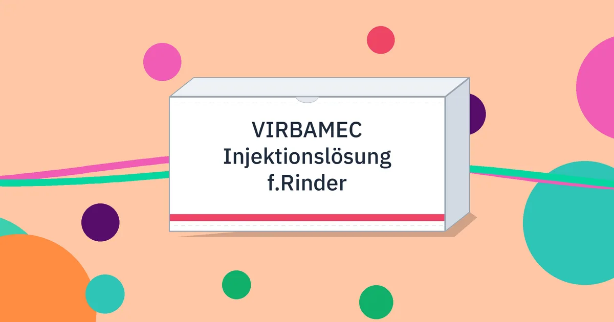 Symbolbild: Packung mit der Aufschrift VIRBAMEC Injektionslösung f.Rinder (PZN 01656895) – Verfügbarkeit und Bezug in Apotheken in Frankfurt am Main
