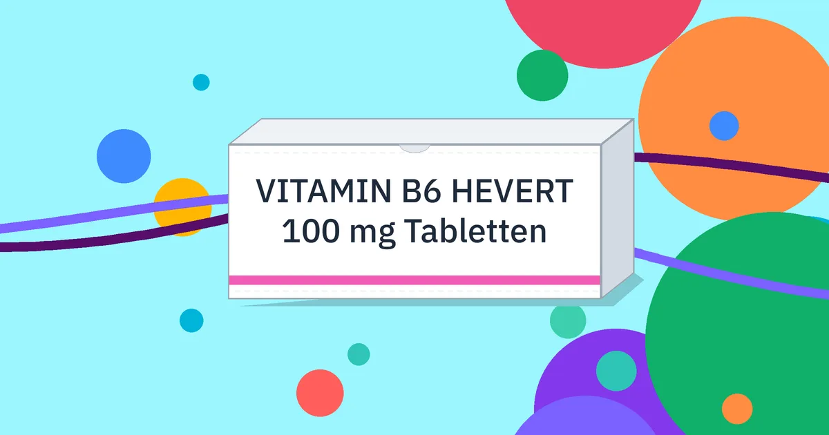 Symbolbild: Packung mit der Aufschrift VITAMIN B6 HEVERT 100 mg Tabletten (PZN 19802707) – Verfügbarkeit und Bezug in Apotheken in Frankfurt am Main