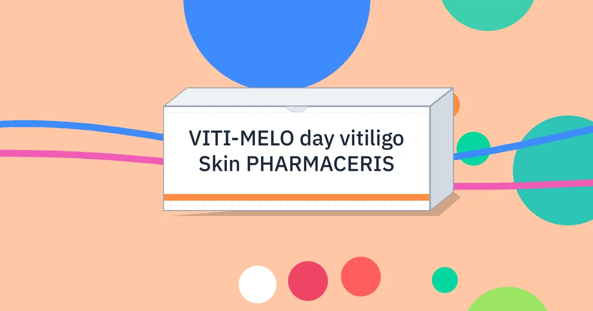 Symbolbild: Packung mit der Aufschrift VITI-MELO day vitiligo Skin PHARMACERIS (PZN 16390983) – Verfügbarkeit und Bezug in Apotheken in Frankfurt am Main