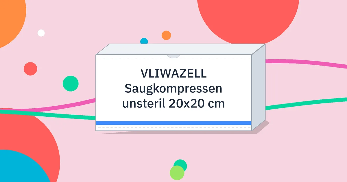 Symbolbild: Packung mit der Aufschrift VLIWAZELL Saugkompressen unsteril 20x20 cm (PZN 14444410) – Verfügbarkeit und Bezug in Apotheken in Frankfurt am Main