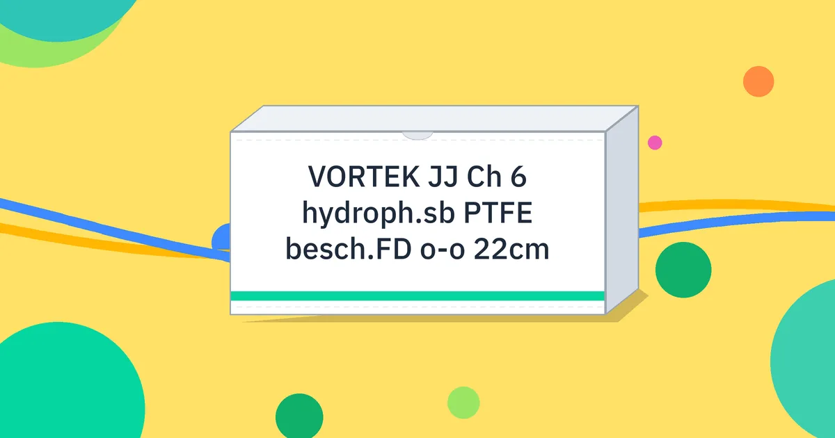 Symbolbild: Packung mit der Aufschrift VORTEK JJ Ch 6 hydroph.sb PTFE besch.FD o-o 22cm (PZN 17998899) – Verfügbarkeit und Bezug in Apotheken in Frankfurt am Main