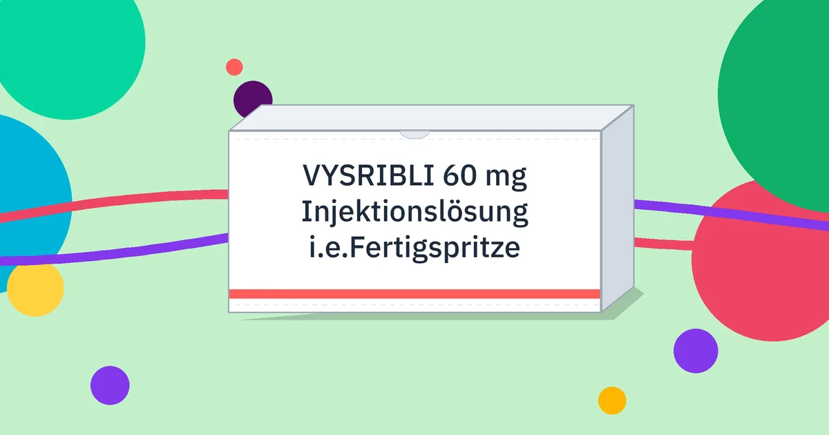 Symbolbild: Packung mit der Aufschrift VYSRIBLI 60 mg Injektionslösung i.e.Fertigspritze (PZN 20214559) – Verfügbarkeit und Bezug in Apotheken in Frankfurt am Main