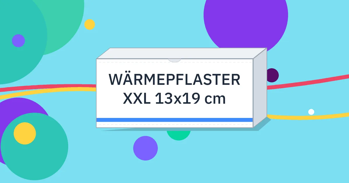 Symbolbild: Packung mit der Aufschrift WÄRMEPFLASTER XXL 13x19 cm (PZN 11349125) – Verfügbarkeit und Bezug in Apotheken in Frankfurt am Main