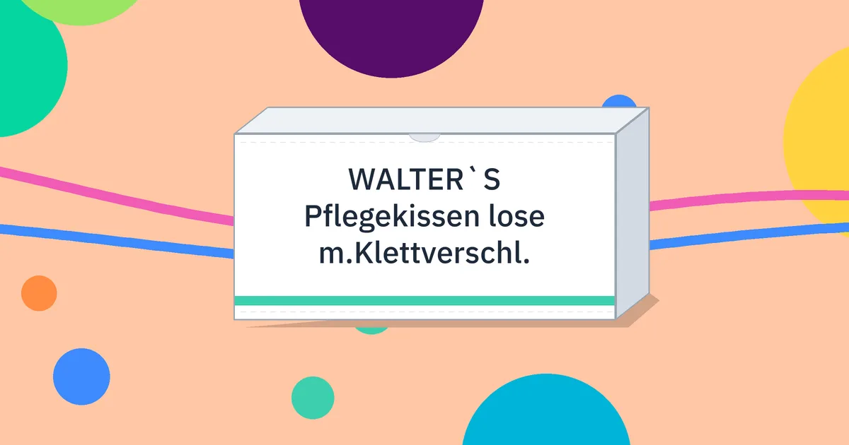 Symbolbild: Packung mit der Aufschrift WALTER`S Pflegekissen lose m.Klettverschl. (PZN 00516666) – Verfügbarkeit und Bezug in Apotheken in Frankfurt am Main