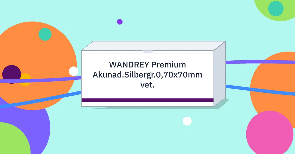 Symbolbild: Packung mit der Aufschrift WANDREY Premium Akunad.Silbergr.0,70x70mm vet. (PZN 01422826) – Verfügbarkeit und Bezug in Apotheken in Frankfurt am Main
