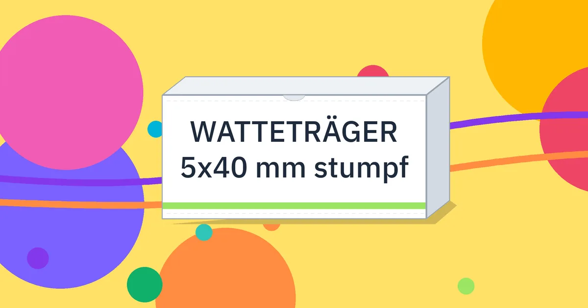 Symbolbild: Packung mit der Aufschrift WATTETRÄGER 5x40 mm stumpf (PZN 02446562) – Verfügbarkeit und Bezug in Apotheken in Frankfurt am Main