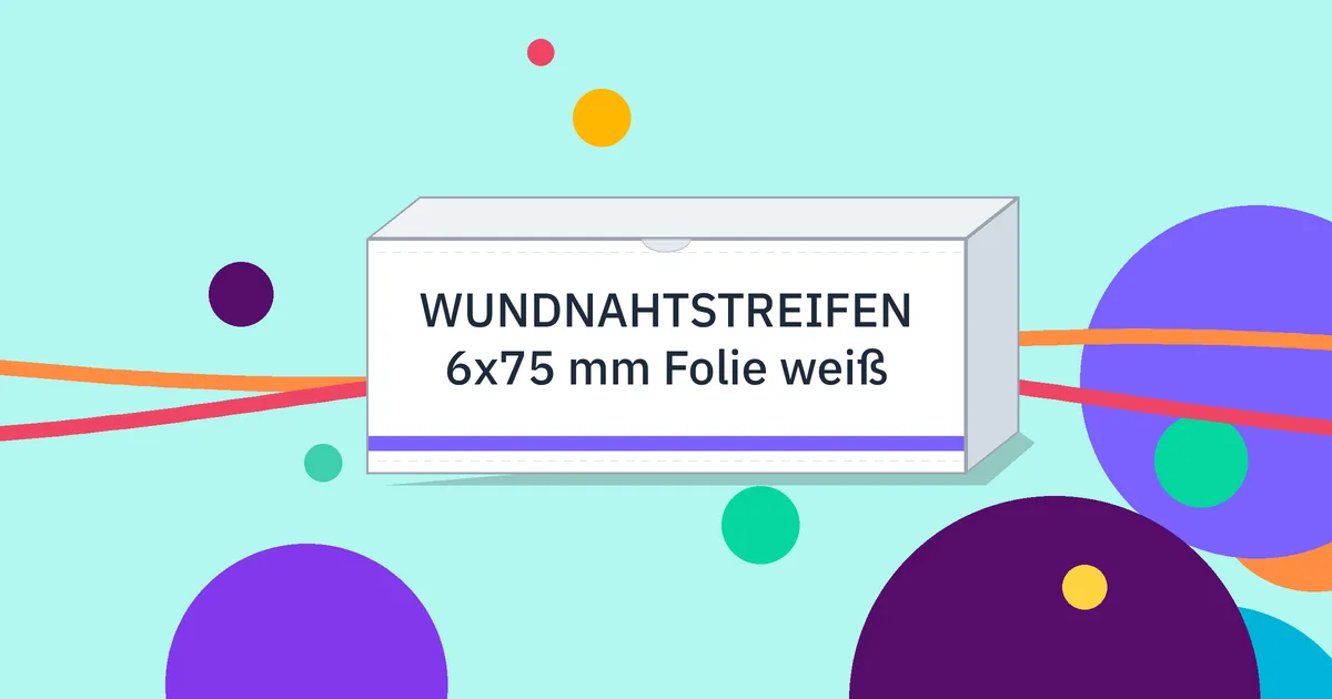 Symbolbild: Packung mit der Aufschrift WUNDNAHTSTREIFEN 6x75 mm Folie weiß (PZN 18259980) – Verfügbarkeit und Bezug in Apotheken in Frankfurt am Main