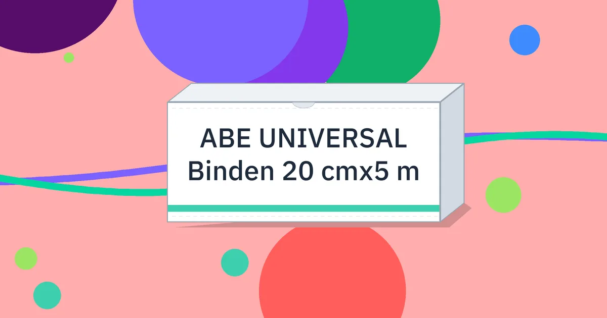 Symbolbild: Packung mit der Aufschrift ABE UNIVERSAL Binden 20 cmx5 m (PZN 00761555) – Verfügbarkeit und Bezug in Apotheken in Frankfurt am Main