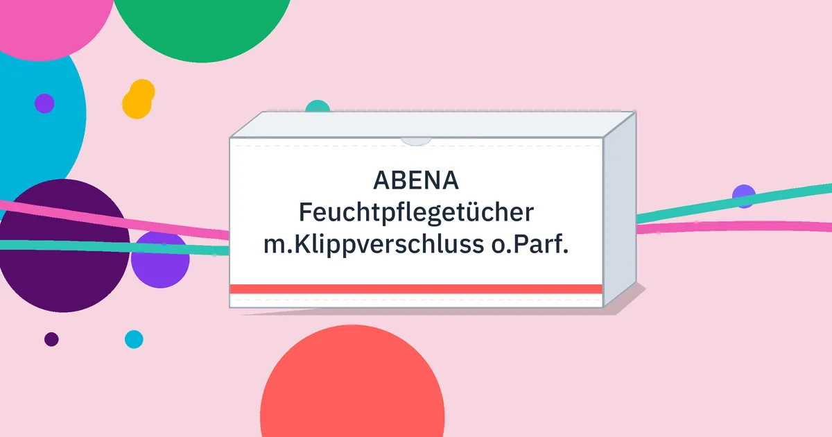 Symbolbild: Packung mit der Aufschrift ABENA Feuchtpflegetücher m.Klippverschluss o.Parf. (PZN 12493812) – Verfügbarkeit und Bezug in Apotheken in Frankfurt am Main