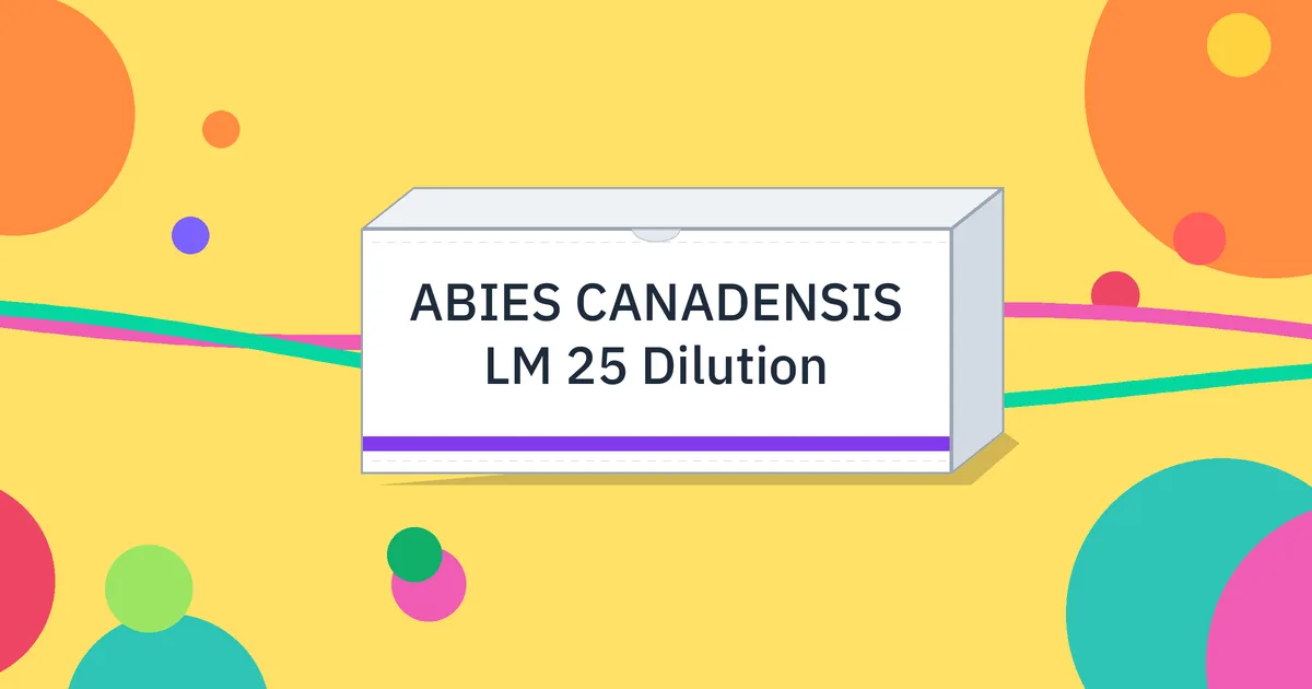 Symbolbild: Packung mit der Aufschrift ABIES CANADENSIS LM 25 Dilution (PZN 13259774) – Verfügbarkeit und Bezug in Apotheken in Frankfurt am Main
