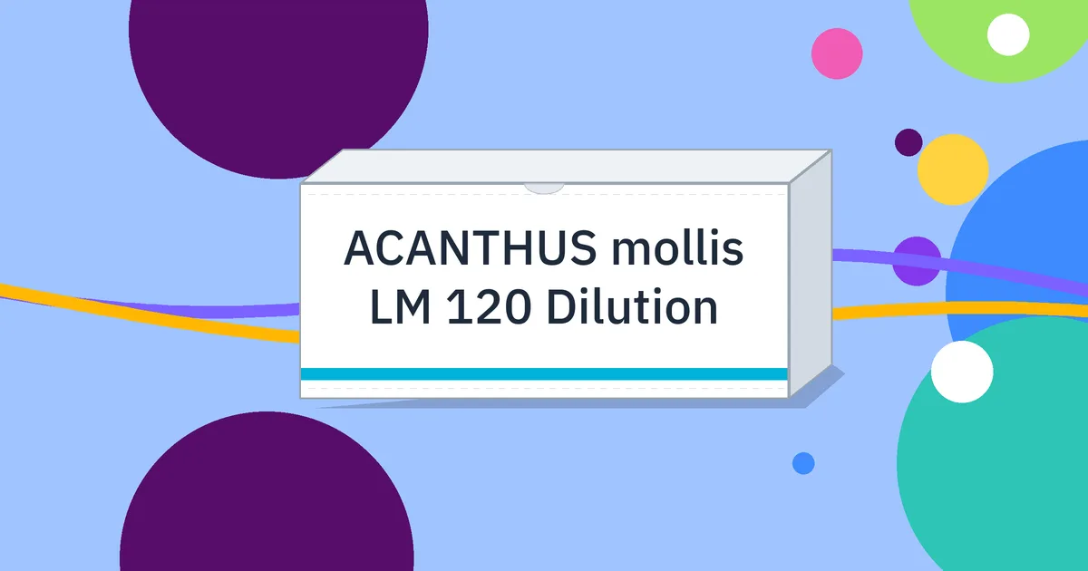Symbolbild: Packung mit der Aufschrift ACANTHUS mollis LM 120 Dilution (PZN 13263830) – Verfügbarkeit und Bezug in Apotheken in Frankfurt am Main