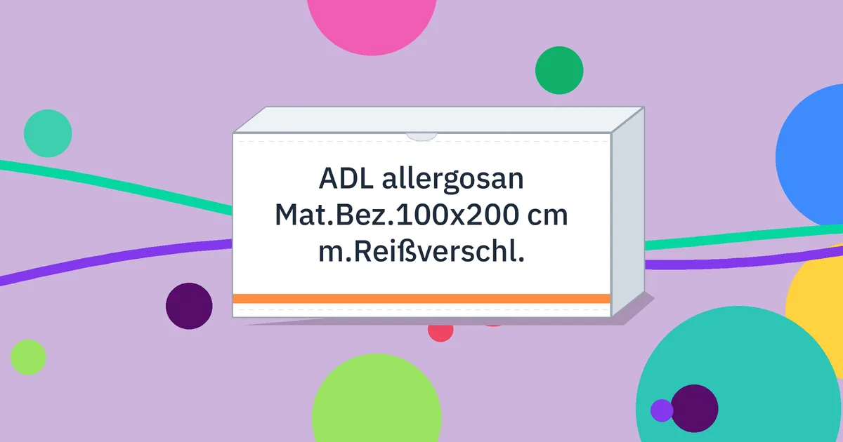 Symbolbild: Packung mit der Aufschrift ADL allergosan Mat.Bez.100x200 cm m.Reißverschl. (PZN 08858604) – Verfügbarkeit und Bezug in Apotheken in Frankfurt am Main