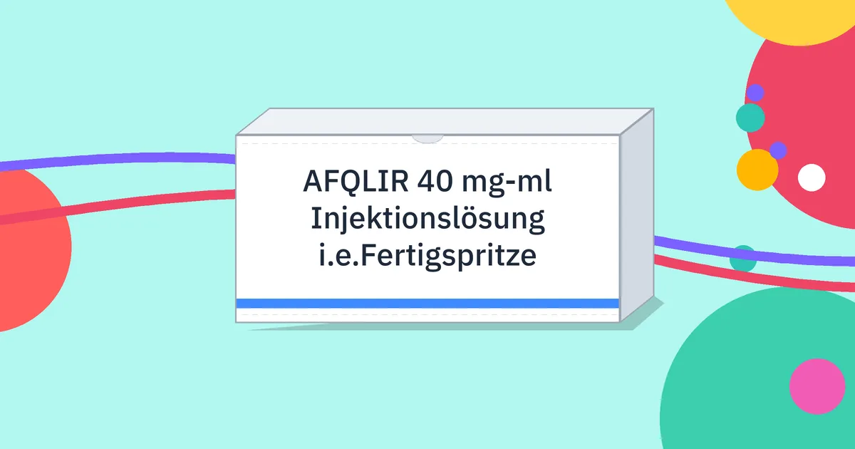 Symbolbild: Packung mit der Aufschrift AFQLIR 40 mg-ml Injektionslösung i.e.Fertigspritze (PZN 20647241) – Verfügbarkeit und Bezug in Apotheken in Frankfurt am Main