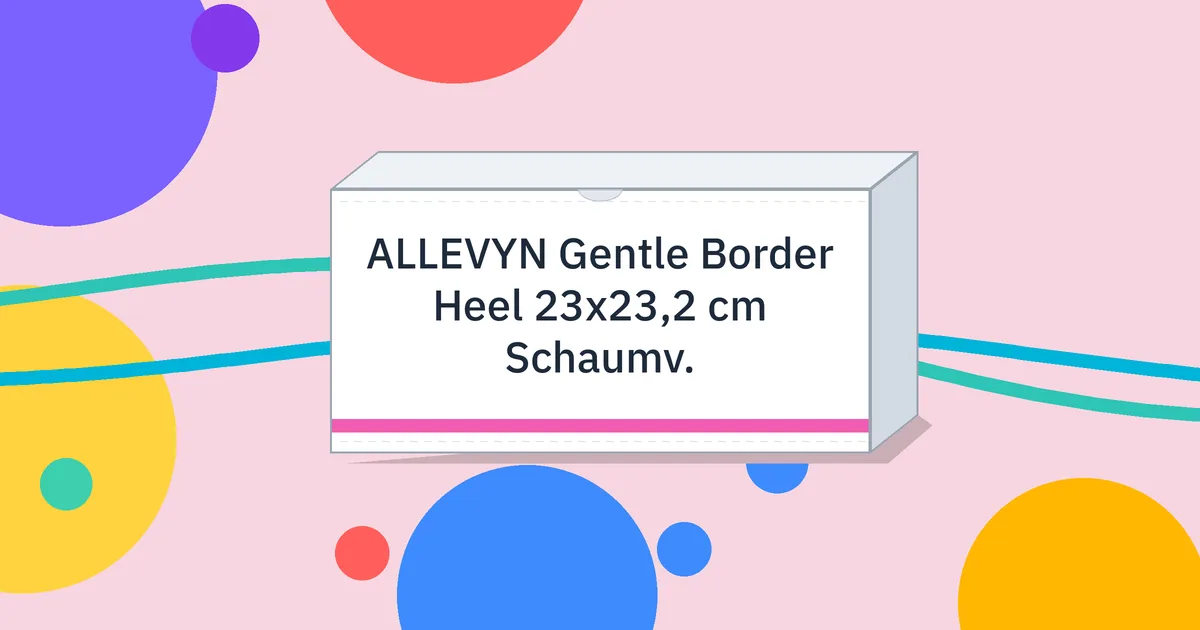 Symbolbild: Packung mit der Aufschrift ALLEVYN Gentle Border Heel 23x23,2 cm Schaumv. (PZN 03302546) – Verfügbarkeit und Bezug in Apotheken in Frankfurt am Main