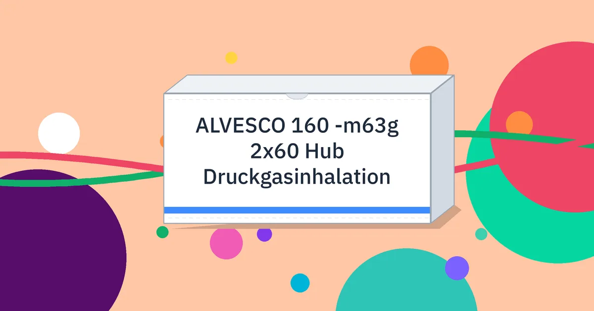 Symbolbild: Packung mit der Aufschrift ALVESCO 160 -m63g 2x60 Hub Druckgasinhalation (PZN 16702879) – Verfügbarkeit und Bezug in Apotheken in Frankfurt am Main