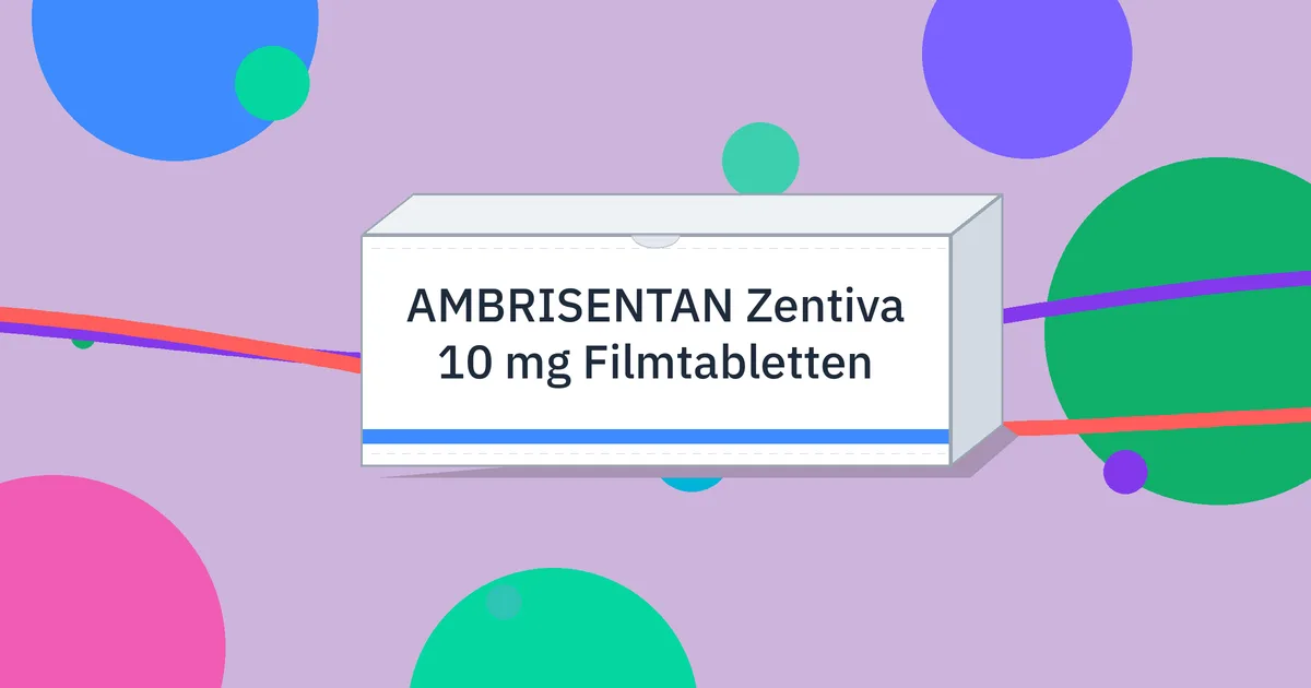 Symbolbild: Packung mit der Aufschrift AMBRISENTAN Zentiva 10 mg Filmtabletten (PZN 20292921) – Verfügbarkeit und Bezug in Apotheken in Frankfurt am Main