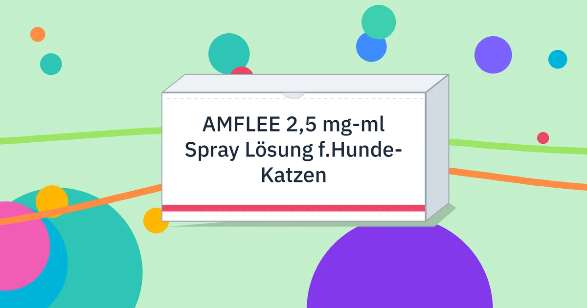 Symbolbild: Packung mit der Aufschrift AMFLEE 2,5 mg-ml Spray Lösung f.Hunde-Katzen (PZN 10989466) – Verfügbarkeit und Bezug in Apotheken in Frankfurt am Main
