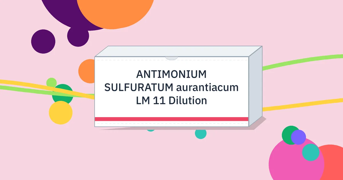 Symbolbild: Packung mit der Aufschrift ANTIMONIUM SULFURATUM aurantiacum LM 11 Dilution (PZN 13375345) – Verfügbarkeit und Bezug in Apotheken in Frankfurt am Main