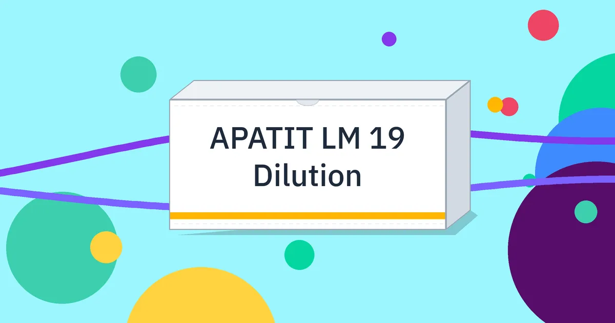 Symbolbild: Packung mit der Aufschrift APATIT LM 19 Dilution (PZN 13377491) – Verfügbarkeit und Bezug in Apotheken in Frankfurt am Main
