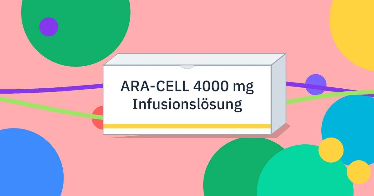Symbolbild: Packung mit der Aufschrift ARA-CELL 4000 mg Infusionslösung (PZN 06983073) – Verfügbarkeit und Bezug in Apotheken in Frankfurt am Main