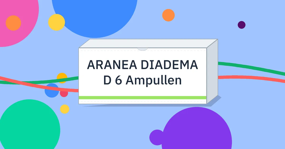 Symbolbild: Packung mit der Aufschrift ARANEA DIADEMA D 6 Ampullen (PZN 01617760) – Verfügbarkeit und Bezug in Apotheken in Frankfurt am Main
