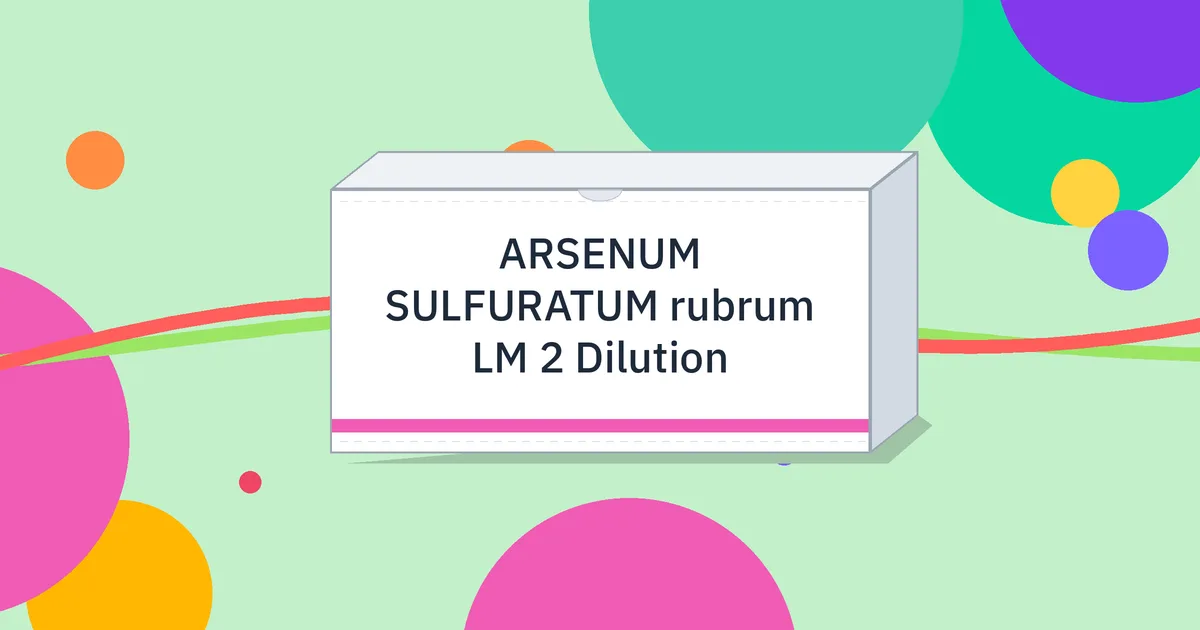 Symbolbild: Packung mit der Aufschrift ARSENUM SULFURATUM rubrum LM 2 Dilution (PZN 12779661) – Verfügbarkeit und Bezug in Apotheken in Frankfurt am Main