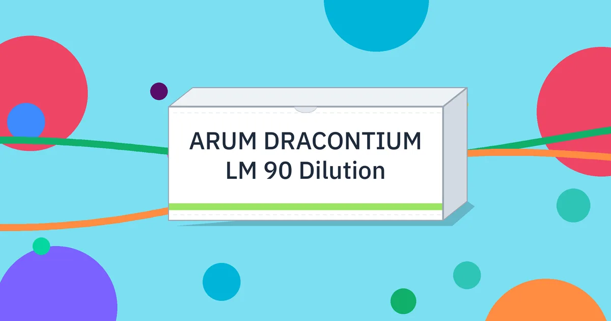 Symbolbild: Packung mit der Aufschrift ARUM DRACONTIUM LM 90 Dilution (PZN 13395721) – Verfügbarkeit und Bezug in Apotheken in Frankfurt am Main