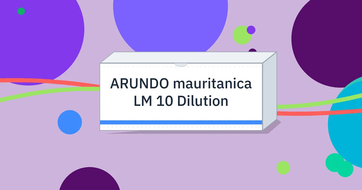 Symbolbild: Packung mit der Aufschrift ARUNDO mauritanica LM 10 Dilution (PZN 12781103) – Verfügbarkeit und Bezug in Apotheken in Frankfurt am Main
