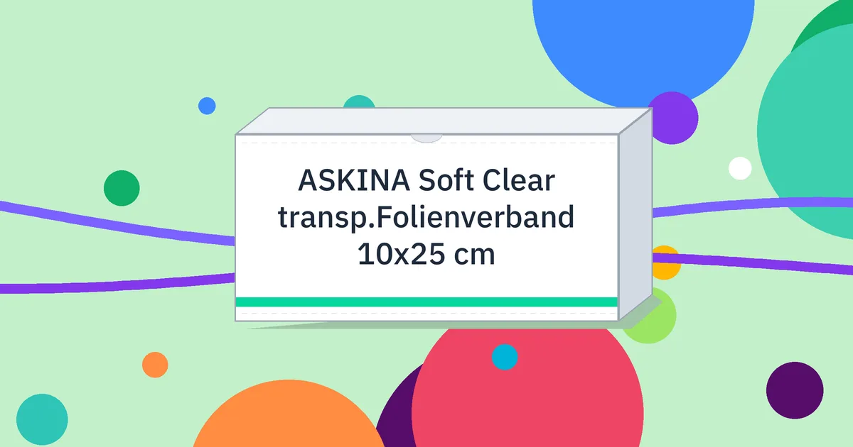 Symbolbild: Packung mit der Aufschrift ASKINA Soft Clear transp.Folienverband 10x25 cm (PZN 20740644) – Verfügbarkeit und Bezug in Apotheken in Frankfurt am Main