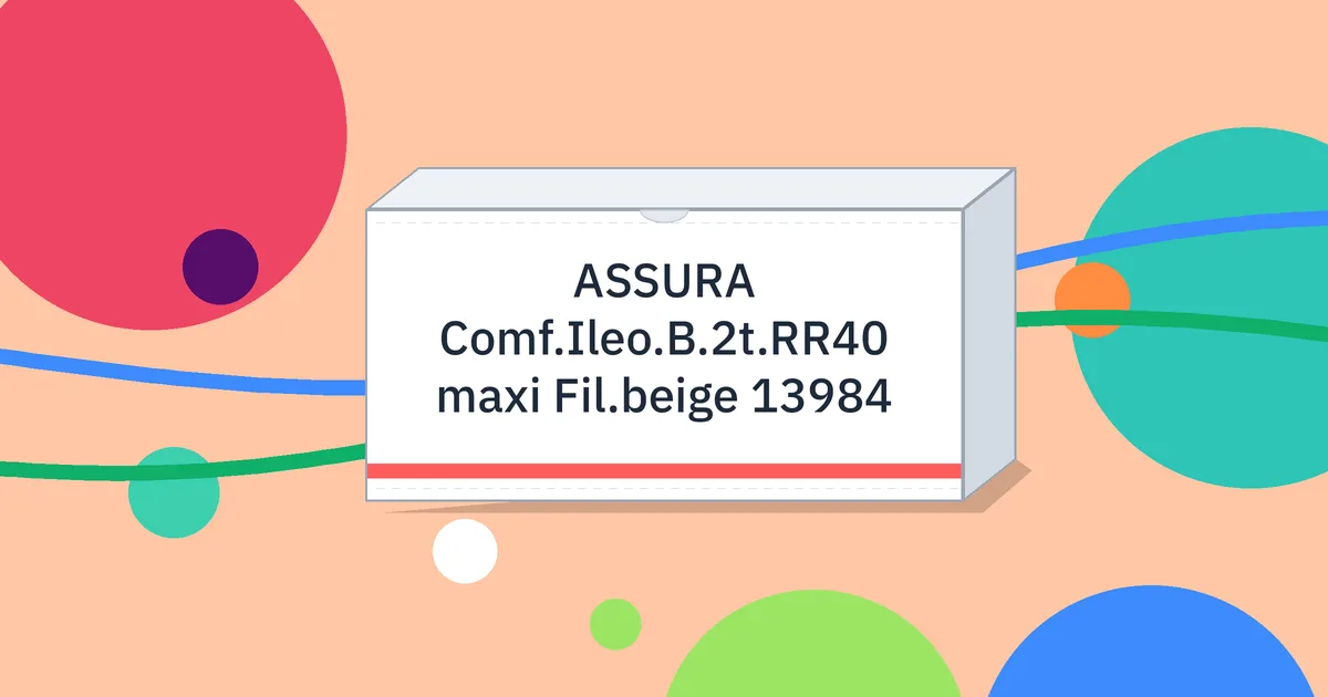 Symbolbild: Packung mit der Aufschrift ASSURA Comf.Ileo.B.2t.RR40 maxi Fil.beige 13984 (PZN 01095089) – Verfügbarkeit und Bezug in Apotheken in Frankfurt am Main
