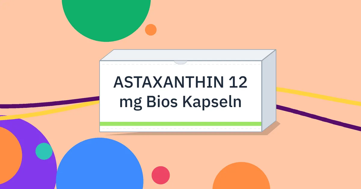 Symbolbild: Packung mit der Aufschrift ASTAXANTHIN 12 mg Bios Kapseln (PZN 16514698) – Verfügbarkeit und Bezug in Apotheken in Frankfurt am Main