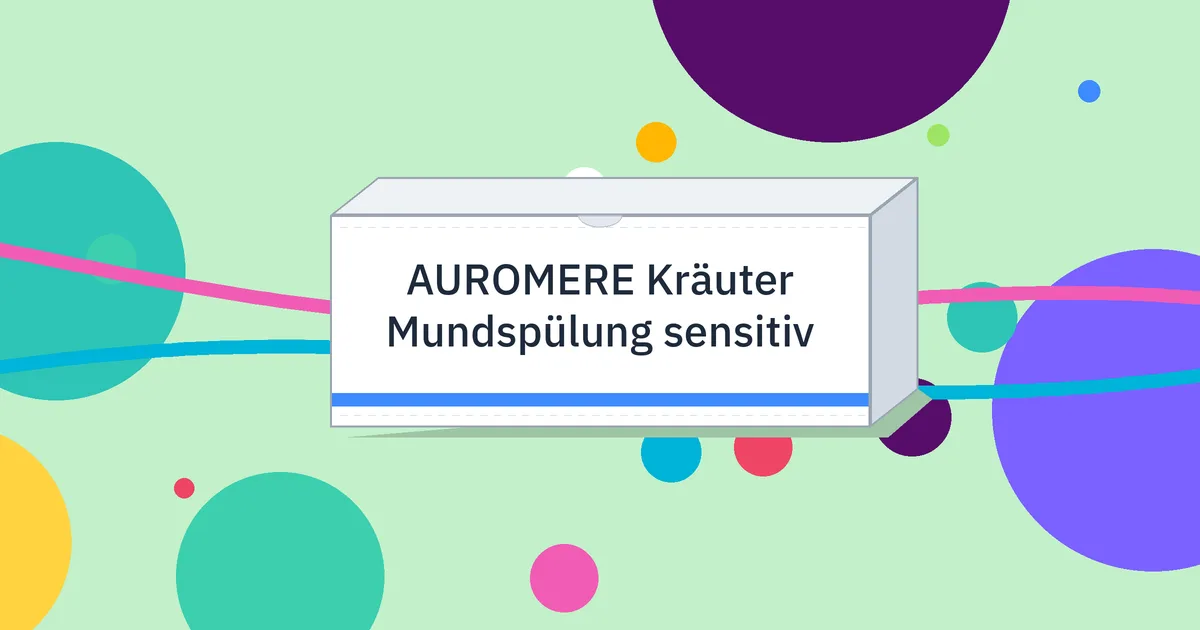 Symbolbild: Packung mit der Aufschrift AUROMERE Kräuter Mundspülung sensitiv (PZN 08876996) – Verfügbarkeit und Bezug in Apotheken in Frankfurt am Main