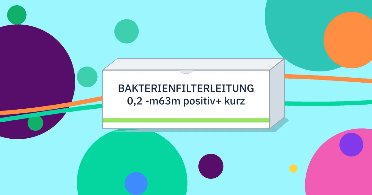 Symbolbild: Packung mit der Aufschrift BAKTERIENFILTERLEITUNG 0,2 -m63m positiv+ kurz (PZN 13909806) – Verfügbarkeit und Bezug in Apotheken in Frankfurt am Main
