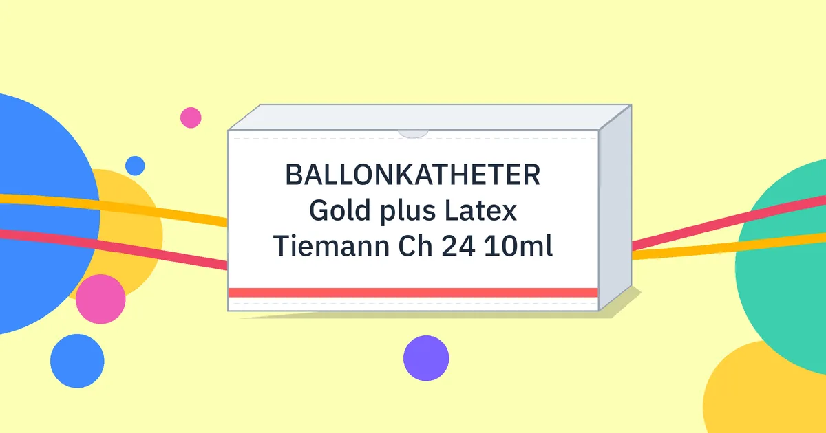 Symbolbild: Packung mit der Aufschrift BALLONKATHETER Gold plus Latex Tiemann Ch 24 10ml (PZN 04904833) – Verfügbarkeit und Bezug in Apotheken in Frankfurt am Main