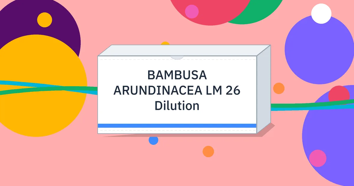 Symbolbild: Packung mit der Aufschrift BAMBUSA ARUNDINACEA LM 26 Dilution (PZN 12787778) – Verfügbarkeit und Bezug in Apotheken in Frankfurt am Main