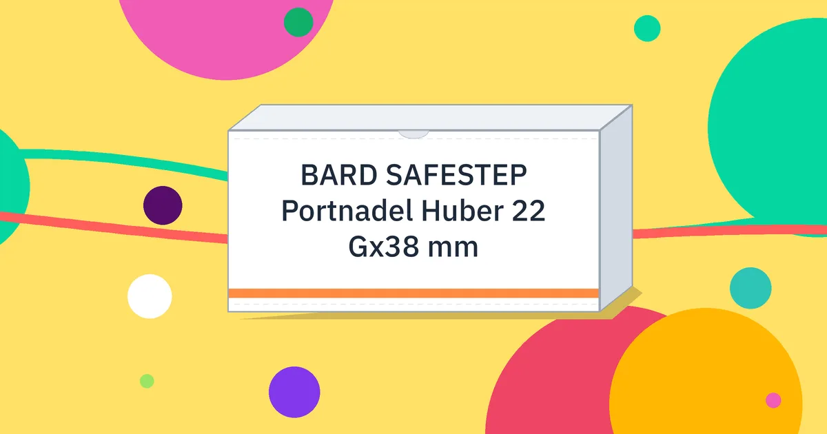 Symbolbild: Packung mit der Aufschrift BARD SAFESTEP Portnadel Huber 22 Gx38 mm (PZN 17296252) – Verfügbarkeit und Bezug in Apotheken in Frankfurt am Main