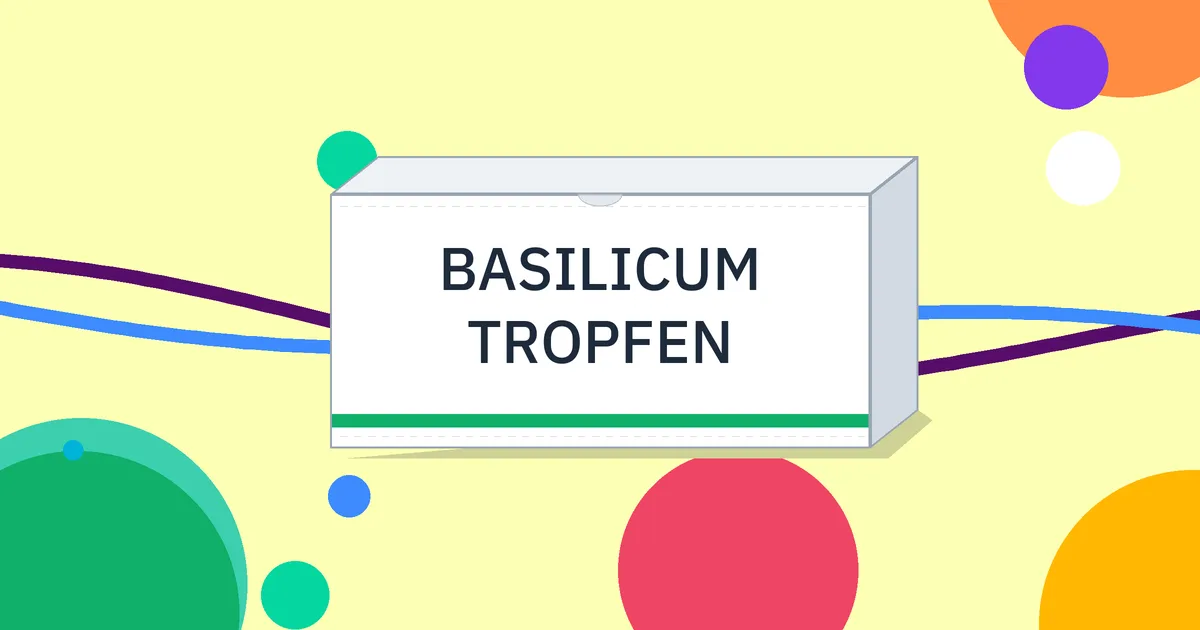 Symbolbild: Packung mit der Aufschrift BASILICUM TROPFEN (PZN 17937774) – Verfügbarkeit und Bezug in Apotheken in Frankfurt am Main