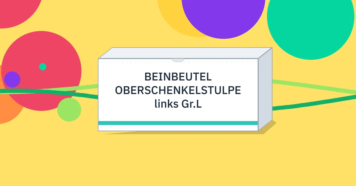 Symbolbild: Packung mit der Aufschrift BEINBEUTEL OBERSCHENKELSTULPE links Gr.L (PZN 18201667) – Verfügbarkeit und Bezug in Apotheken in Frankfurt am Main