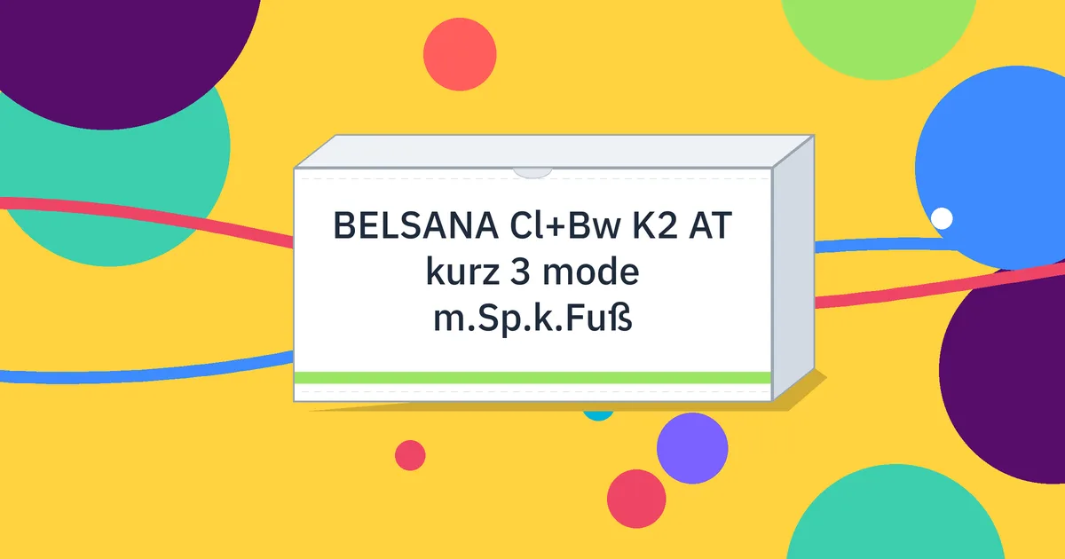 Symbolbild: Packung mit der Aufschrift BELSANA Cl+Bw K2 AT kurz 3 mode m.Sp.k.Fuß (PZN 12249667) – Verfügbarkeit und Bezug in Apotheken in Frankfurt am Main