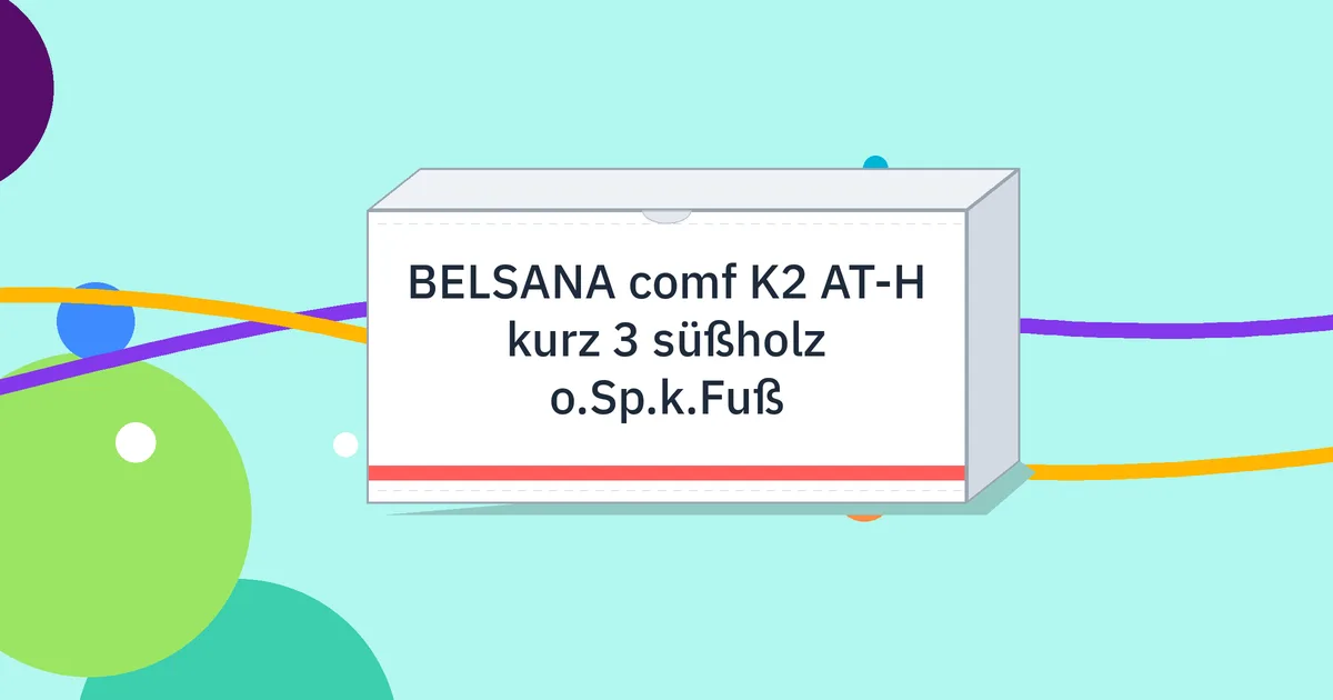 Symbolbild: Packung mit der Aufschrift BELSANA comf K2 AT-H kurz 3 süßholz o.Sp.k.Fuß (PZN 12329679) – Verfügbarkeit und Bezug in Apotheken in Frankfurt am Main