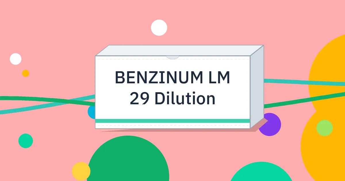 Symbolbild: Packung mit der Aufschrift BENZINUM LM 29 Dilution (PZN 12792236) – Verfügbarkeit und Bezug in Apotheken in Frankfurt am Main