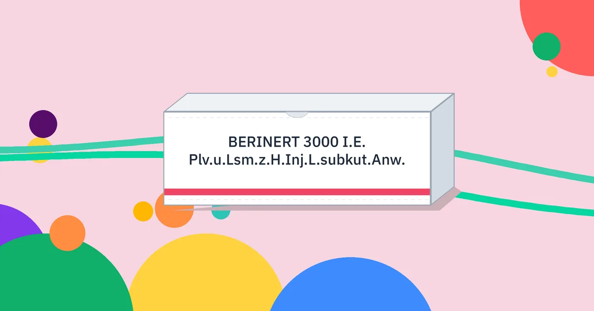 Symbolbild: Packung mit der Aufschrift BERINERT 3000 I.E. Plv.u.Lsm.z.H.Inj.L.subkut.Anw. (PZN 13506617) – Verfügbarkeit und Bezug in Apotheken in Frankfurt am Main