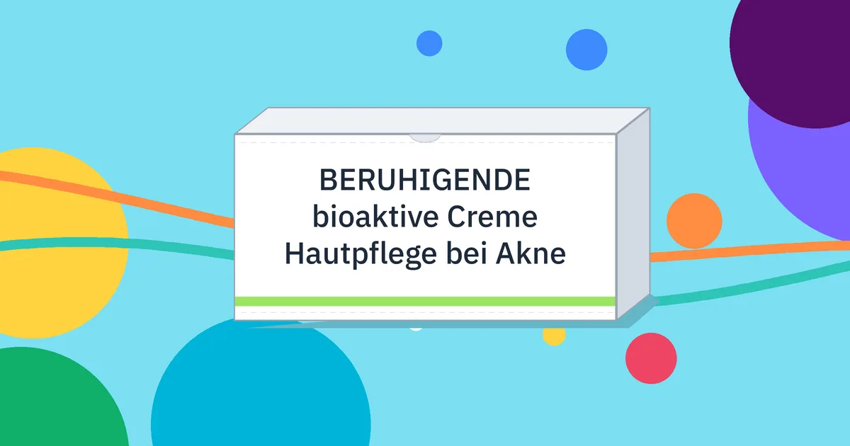 Symbolbild: Packung mit der Aufschrift BERUHIGENDE bioaktive Creme Hautpflege bei Akne (PZN 19163443) – Verfügbarkeit und Bezug in Apotheken in Frankfurt am Main