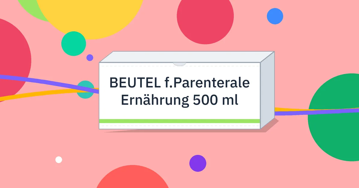 Symbolbild: Packung mit der Aufschrift BEUTEL f.Parenterale Ernährung 500 ml (PZN 07332395) – Verfügbarkeit und Bezug in Apotheken in Frankfurt am Main
