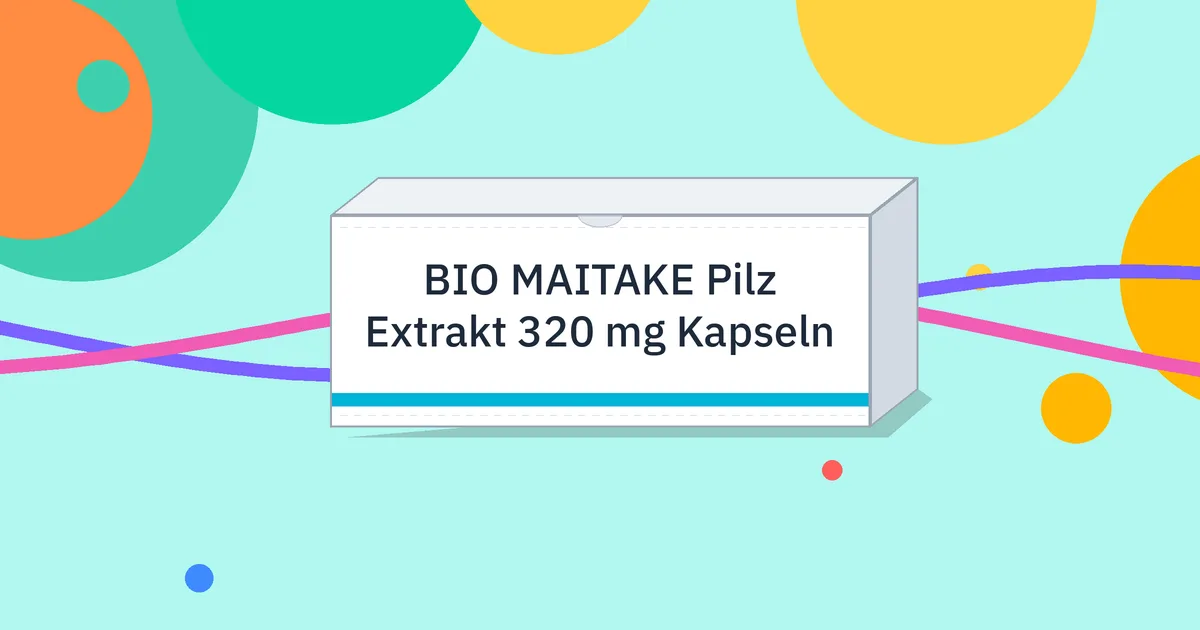 Symbolbild: Packung mit der Aufschrift BIO MAITAKE Pilz Extrakt 320 mg Kapseln (PZN 09464586) – Verfügbarkeit und Bezug in Apotheken in Frankfurt am Main