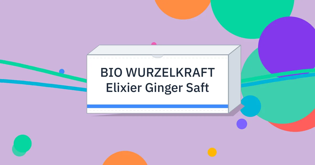 Symbolbild: Packung mit der Aufschrift BIO WURZELKRAFT Elixier Ginger Saft (PZN 14438438) – Verfügbarkeit und Bezug in Apotheken in Frankfurt am Main