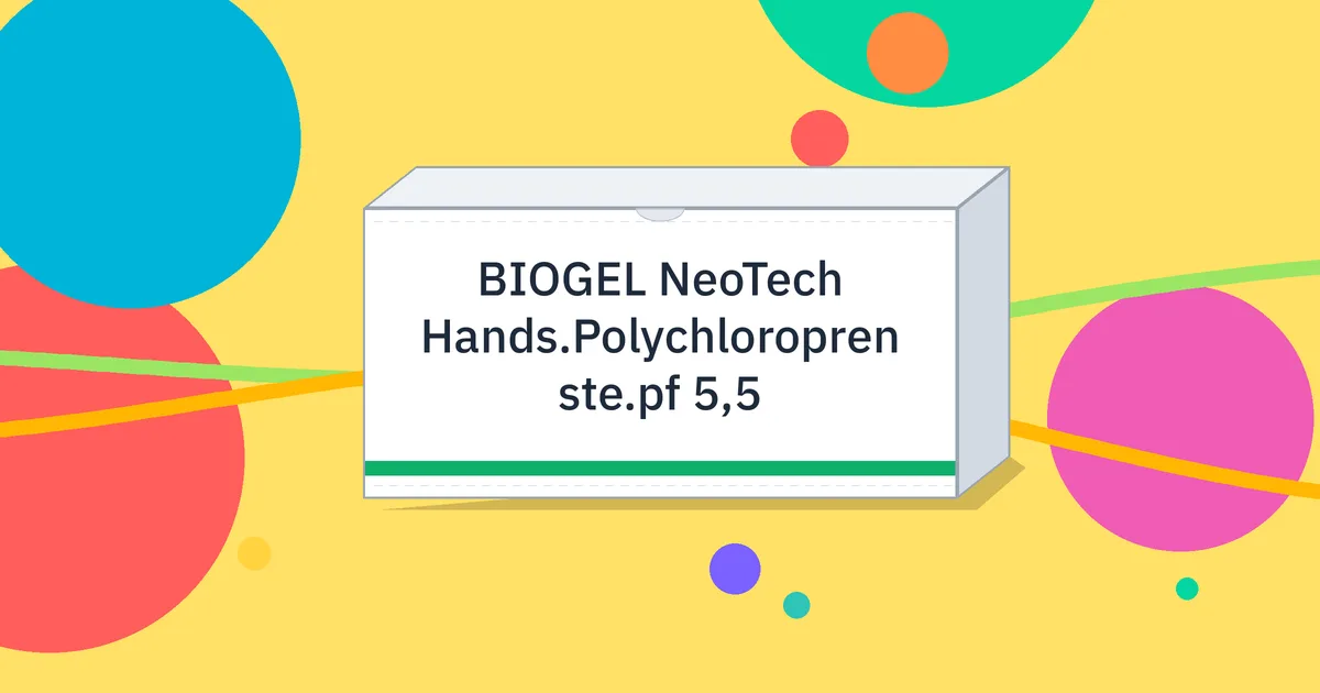 Symbolbild: Packung mit der Aufschrift BIOGEL NeoTech Hands.Polychloropren ste.pf 5,5 (PZN 20866977) – Verfügbarkeit und Bezug in Apotheken in Frankfurt am Main