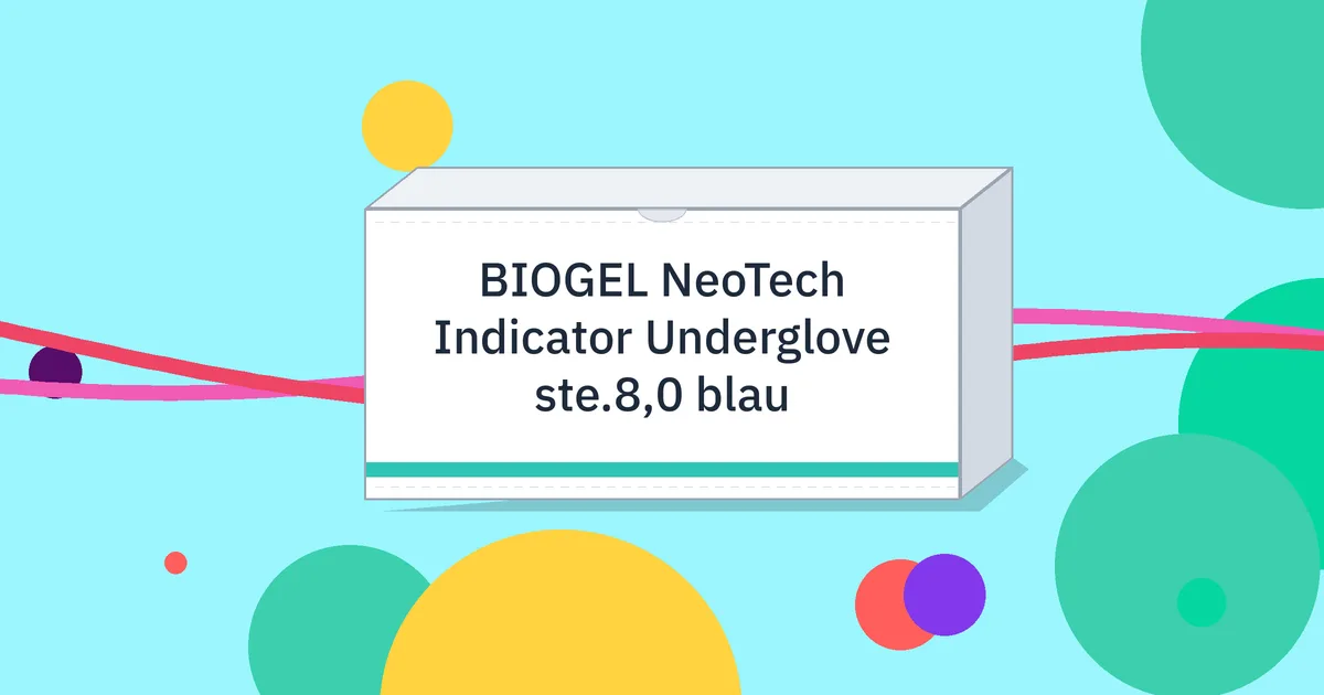 Symbolbild: Packung mit der Aufschrift BIOGEL NeoTech Indicator Underglove ste.8,0 blau (PZN 20866575) – Verfügbarkeit und Bezug in Apotheken in Frankfurt am Main